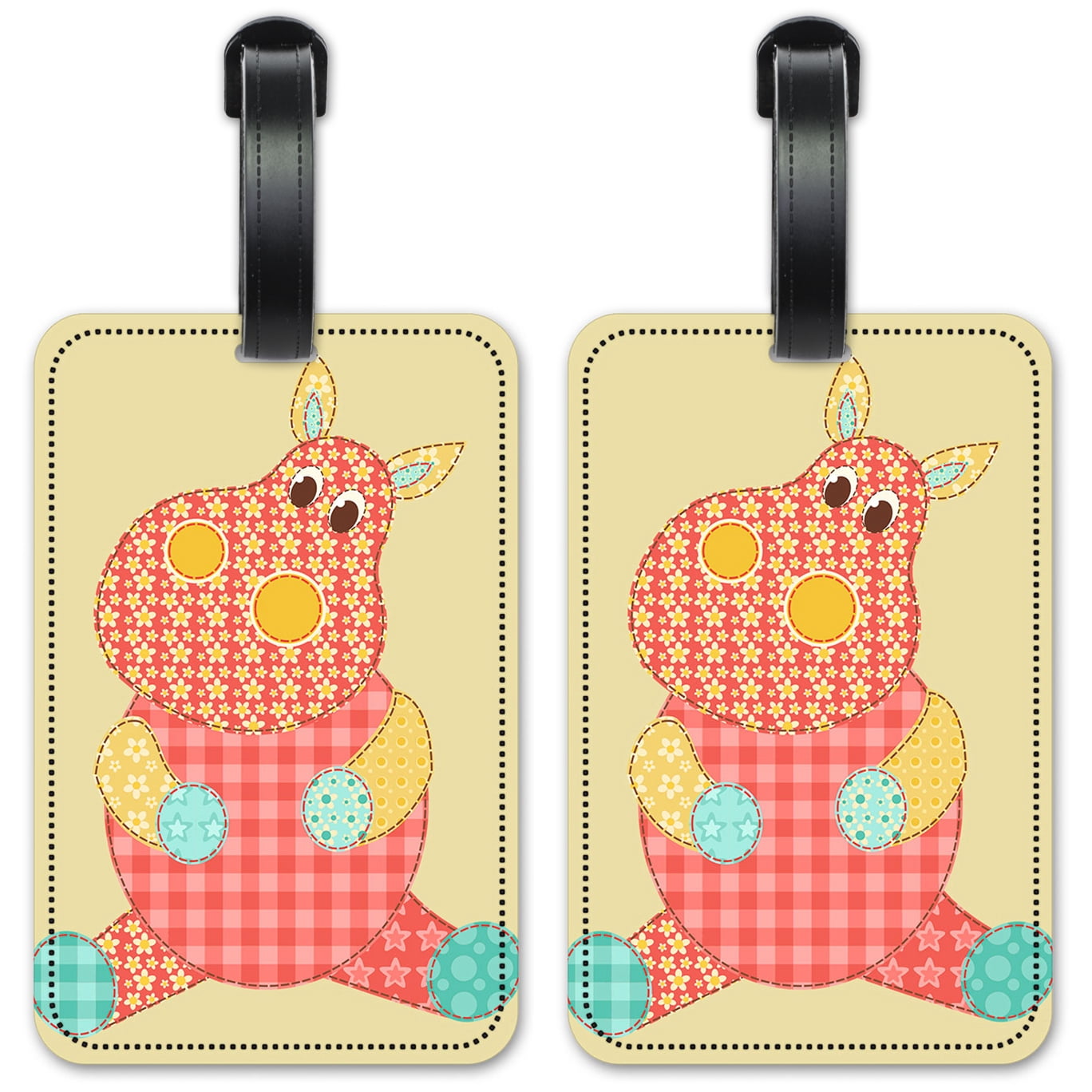 Fabric Hippo - Luggage ID Tags / Suitcase Identification Cards - Set of ...