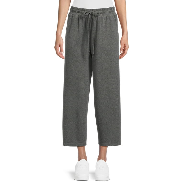 Time and Tru Women's Super Soft Hacci Cropped Wide-Leg Pants Time and Tru Women's Super Soft Hacci Cropped Wide-Leg Pants