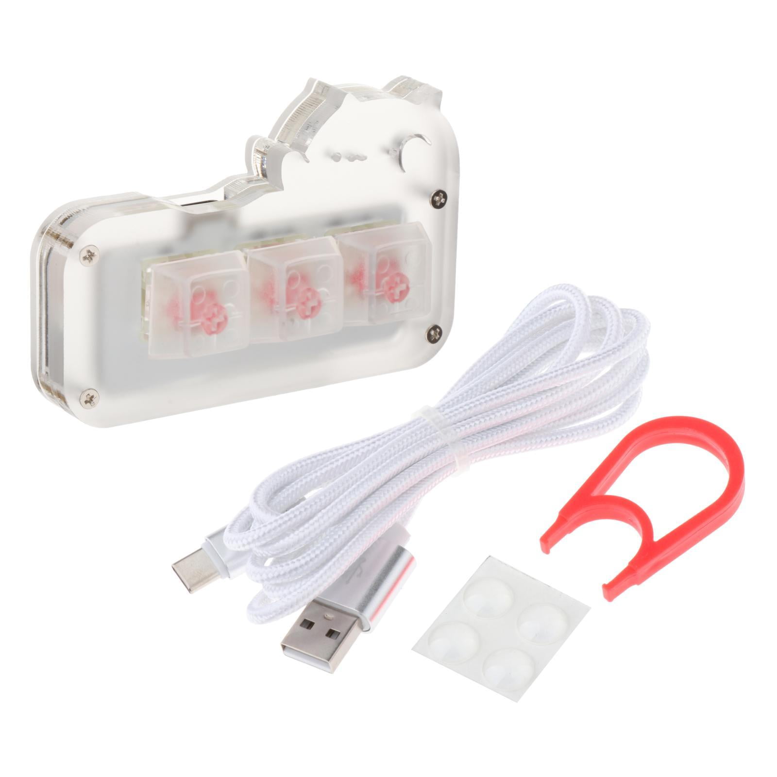 Cute 3 Key Keypad/ RGB LED Backlit Portable Acrylic Transparent Keycap ...