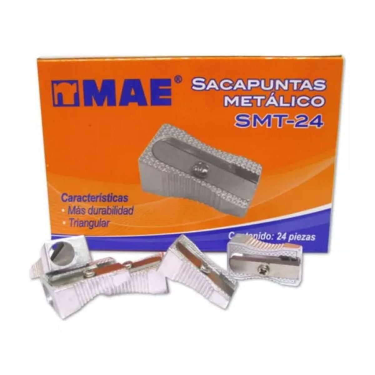 24 Piezas Sacapuntas Metálico Triangular MAE, Uso Escolar, | Walmart en ...