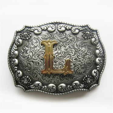 Initial Letter "P" Cowboy Rodeo Western Large Gold Tone Belt Buckle ...