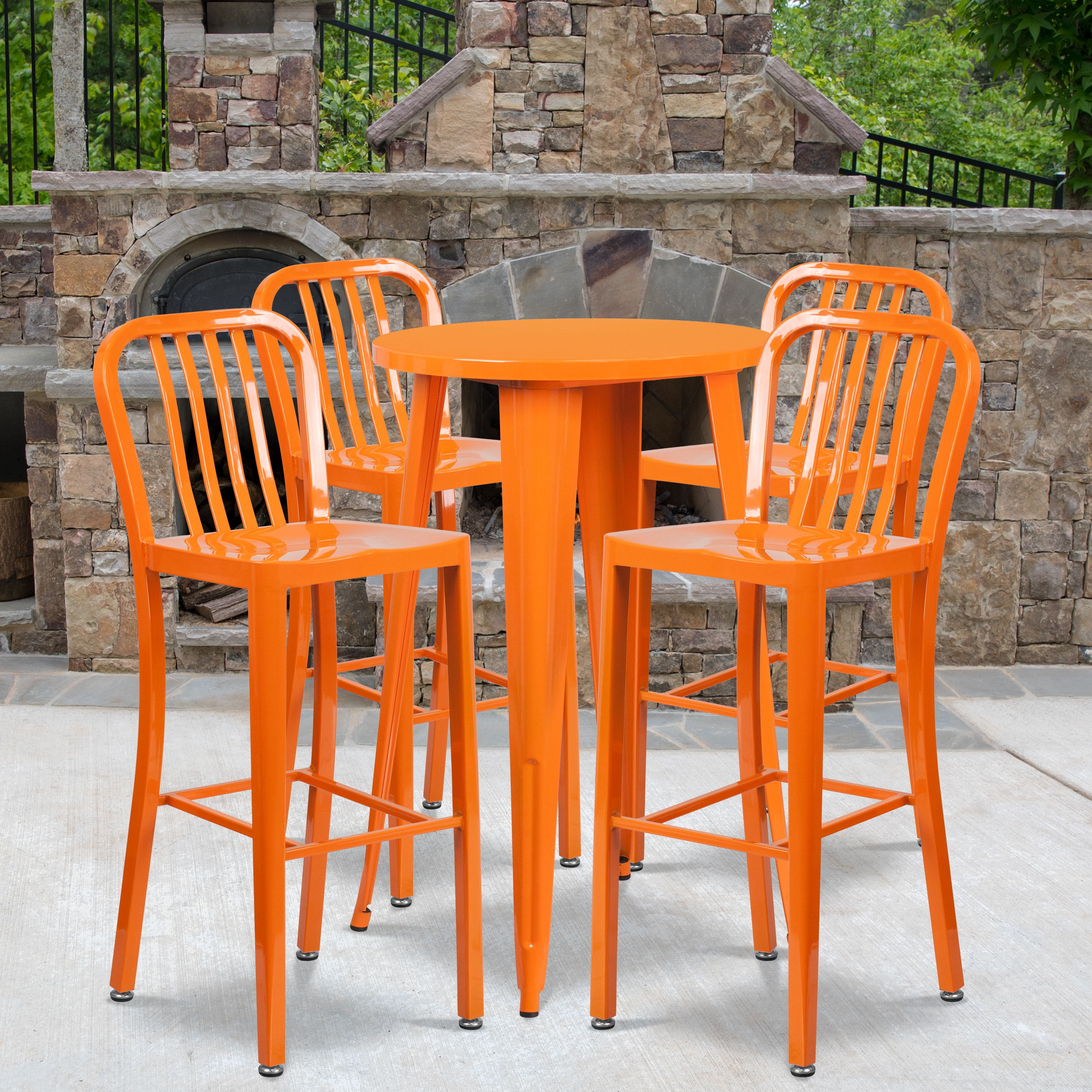 Flash Furniture 24 Round Metal Indoor Outdoor Bar Table Set With 4