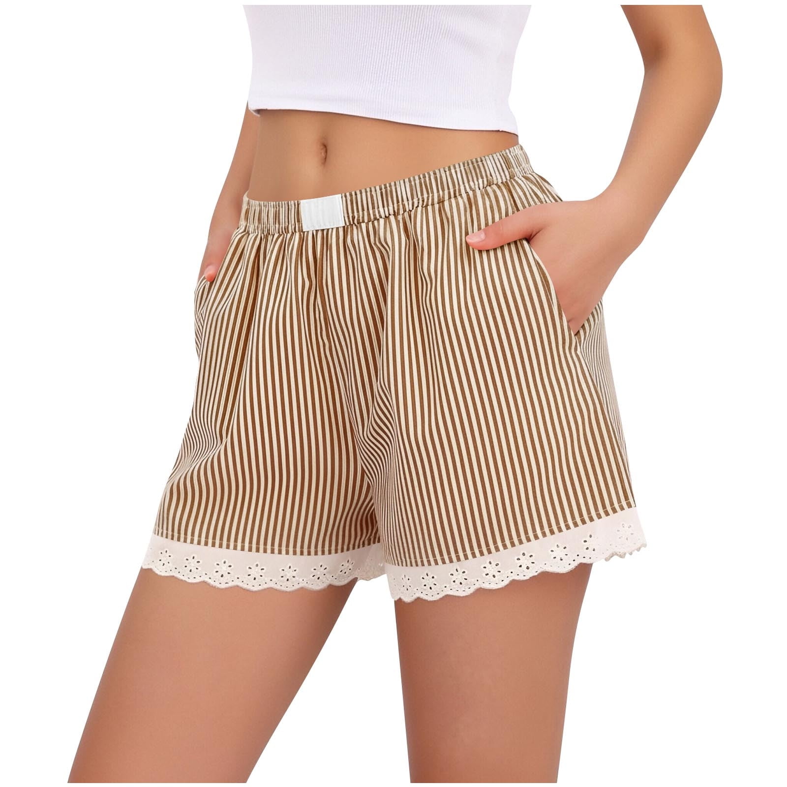 Click here for Unbranded Elastic Waist Pants For Women Lace Trim... prices