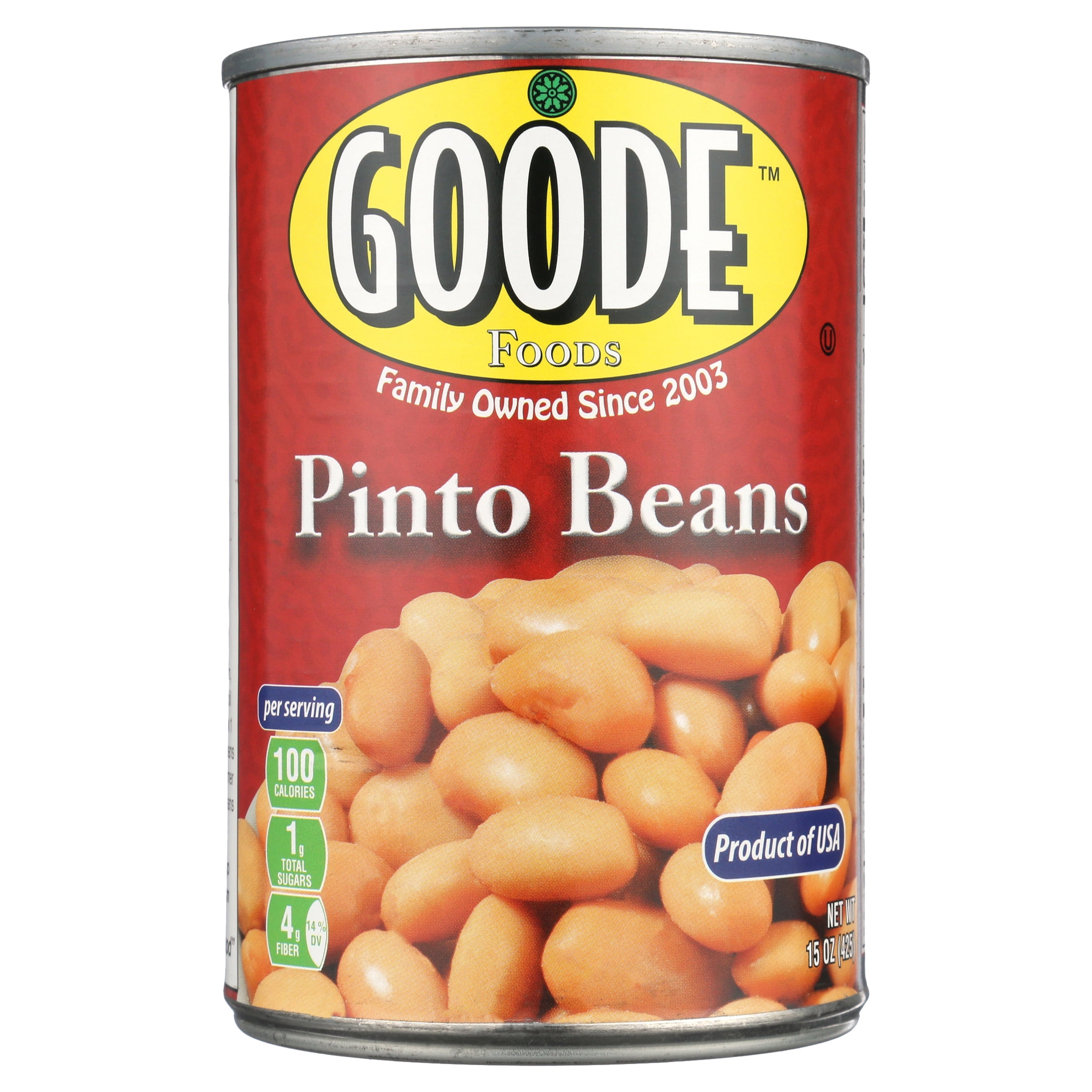 (6 Pack) Goode Foods Canned Pinto Beans, 15 oz Cans