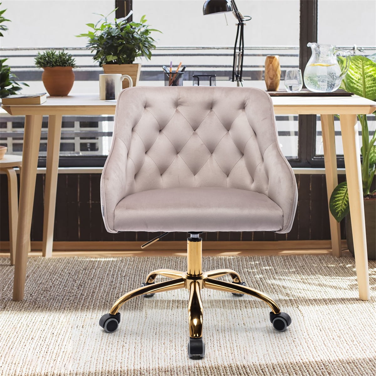 Swivel Shell Office Chair Shell Shape, Modern Velvet Tufted Upholstered ...
