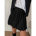 Black High Waisted Pleated Ruffled Hem Mini Skirt For Women, Streetwear ...