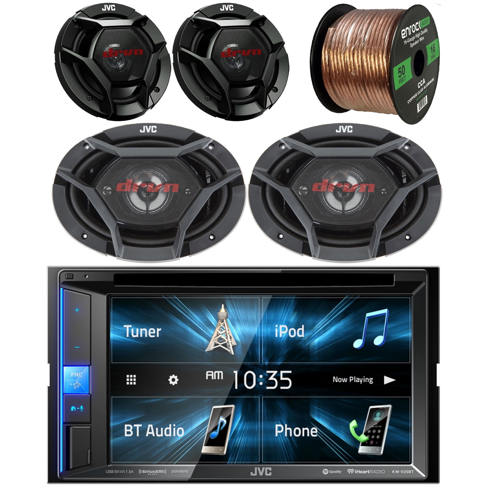 JVC Double DIN 6.2" WVGA Touchscreen AM/FM Radio Bluetooth USB CD ...