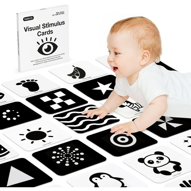 Beiens Black and White High Contrast Baby Flash Cards for Newborn Brain ...