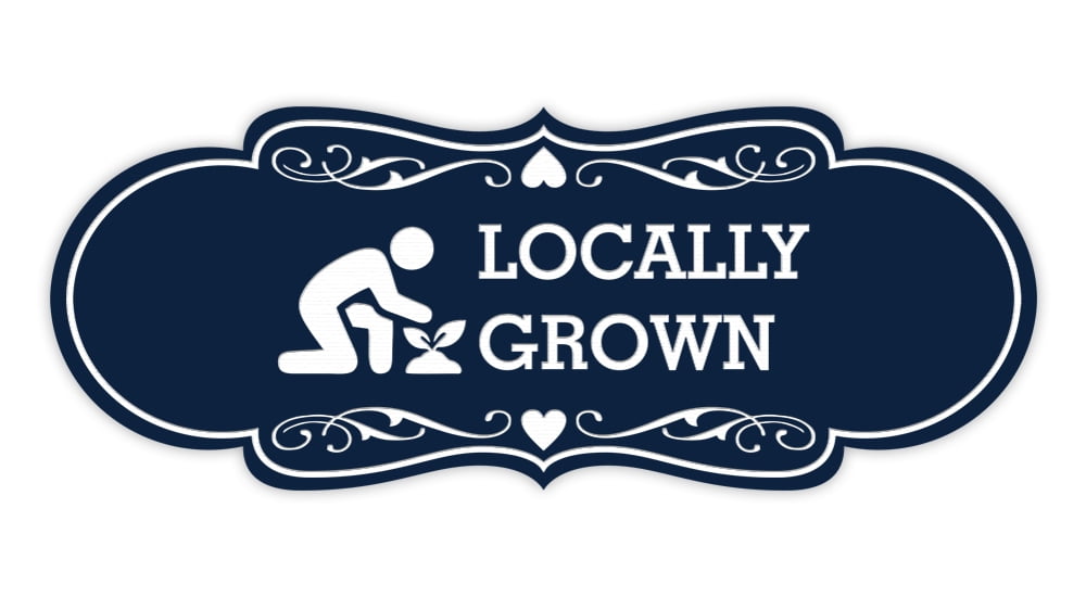 Designer Locally Grown Sign (Navy Blue / White) - Small - Walmart.com