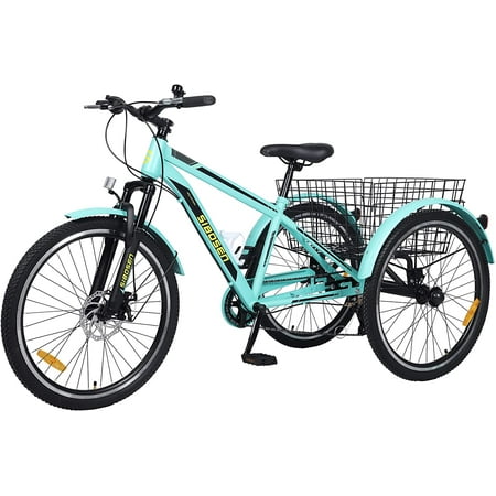 Diayung Adult Mountain Tricycles 7 Speed, 24"/26" Adult Trike Bike with ...