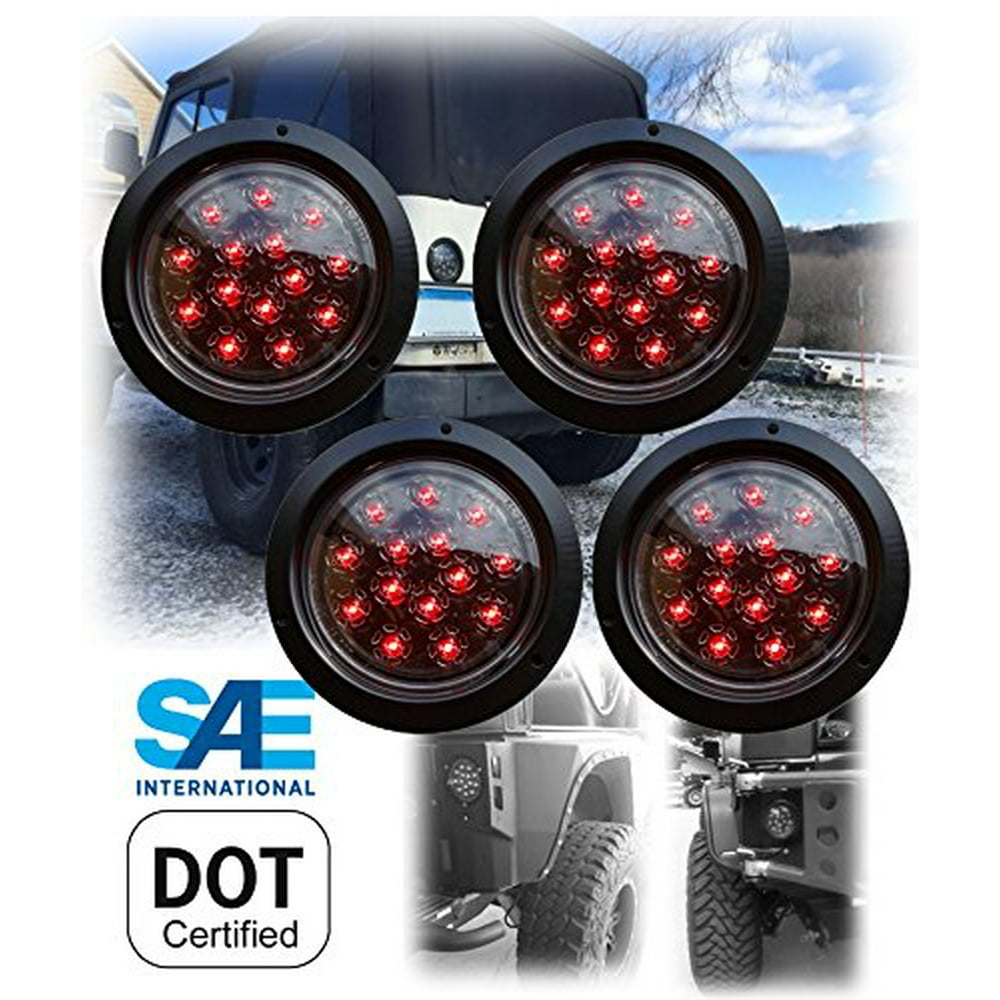 4 Pieces High Quality Red Round 5-3/8" Flush Mount Brake Stop Turn Tail ...