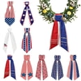 Patriotic Wreath Sash for Front Door, Red White Stripe Wreath Satin ...