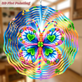 A 2D flat circular iron wind chime, pattern of rainbow butterfly ...