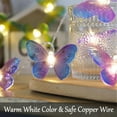 3D Butterfly String Lights, 4.9ft 10 LED Battery Powered Purple ...