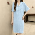 Button Down Nightgowns for Women Stitching Short Sleeve Nightshirt ...