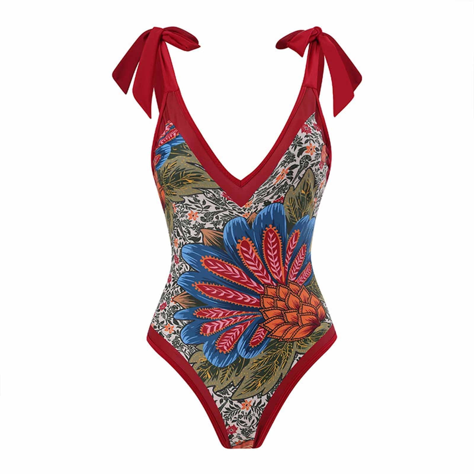 Click here for Rkstn Womens Swimsuit Vintage Print Lace-Up One-Pi... prices