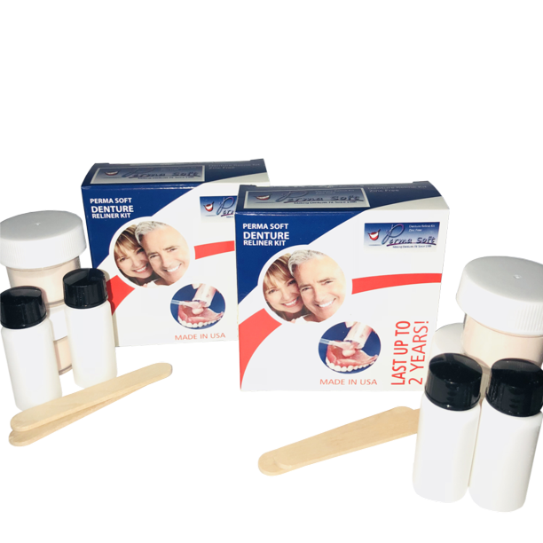 Perma Soft Denture Reliner Kit, 2 Pack, Soft Denture Reline Kit that ...