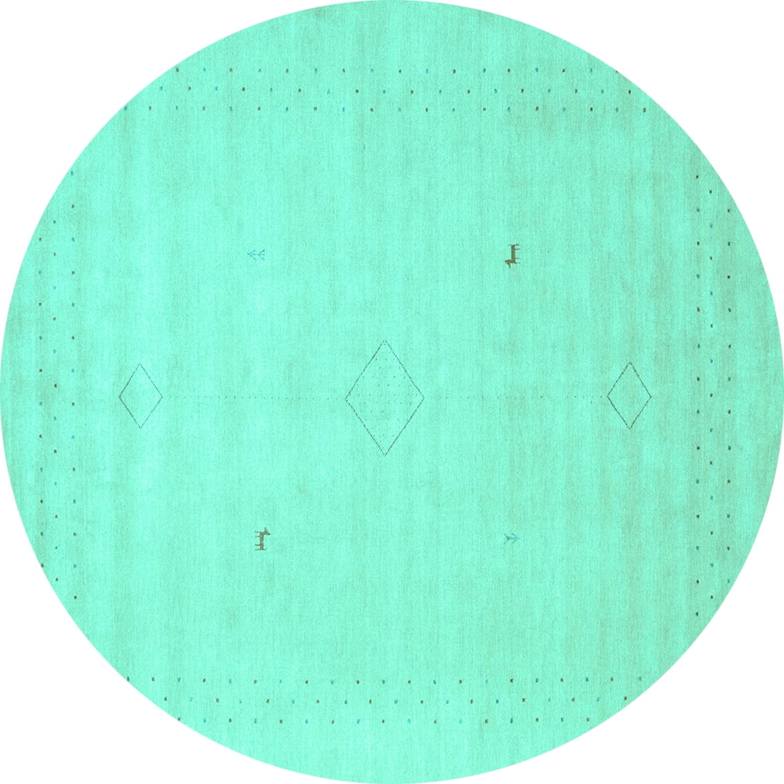 Ahgly Company Machine Washable Indoor Round Solid Turquoise Blue Modern ...