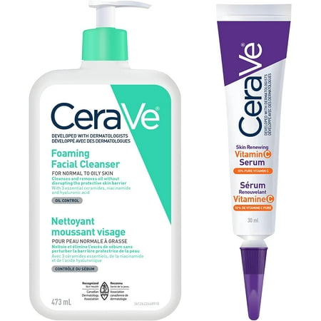 CeraVe Daily Foaming Face Cleanser and Vitamin C Serum Bundle | Walmart ...