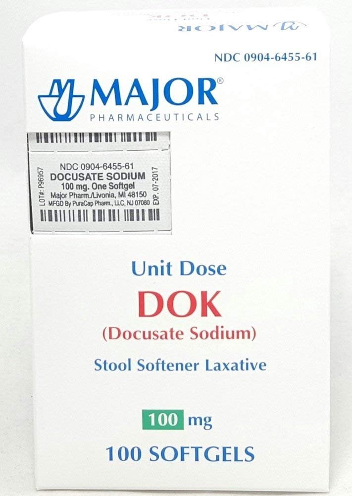 Buy 3 Pack Major Dok 100 Mg Docusate Sodium Crushable, 100 Tablets each ...