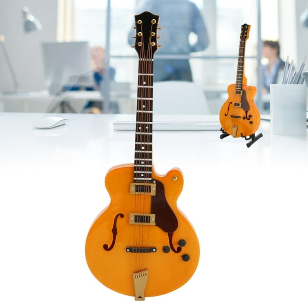 Miniature Electric Guitar Model, Exquisite Hollow Golden 7.1 Inch ...