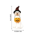 7.9In Halloween Ghost Dog Resin Figurine with Witch Hat Pumpkin Bucket ...
