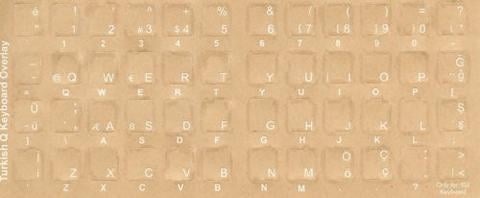 Turkish Keyboard Stickers - Labels - Overlays with White Characters for ...