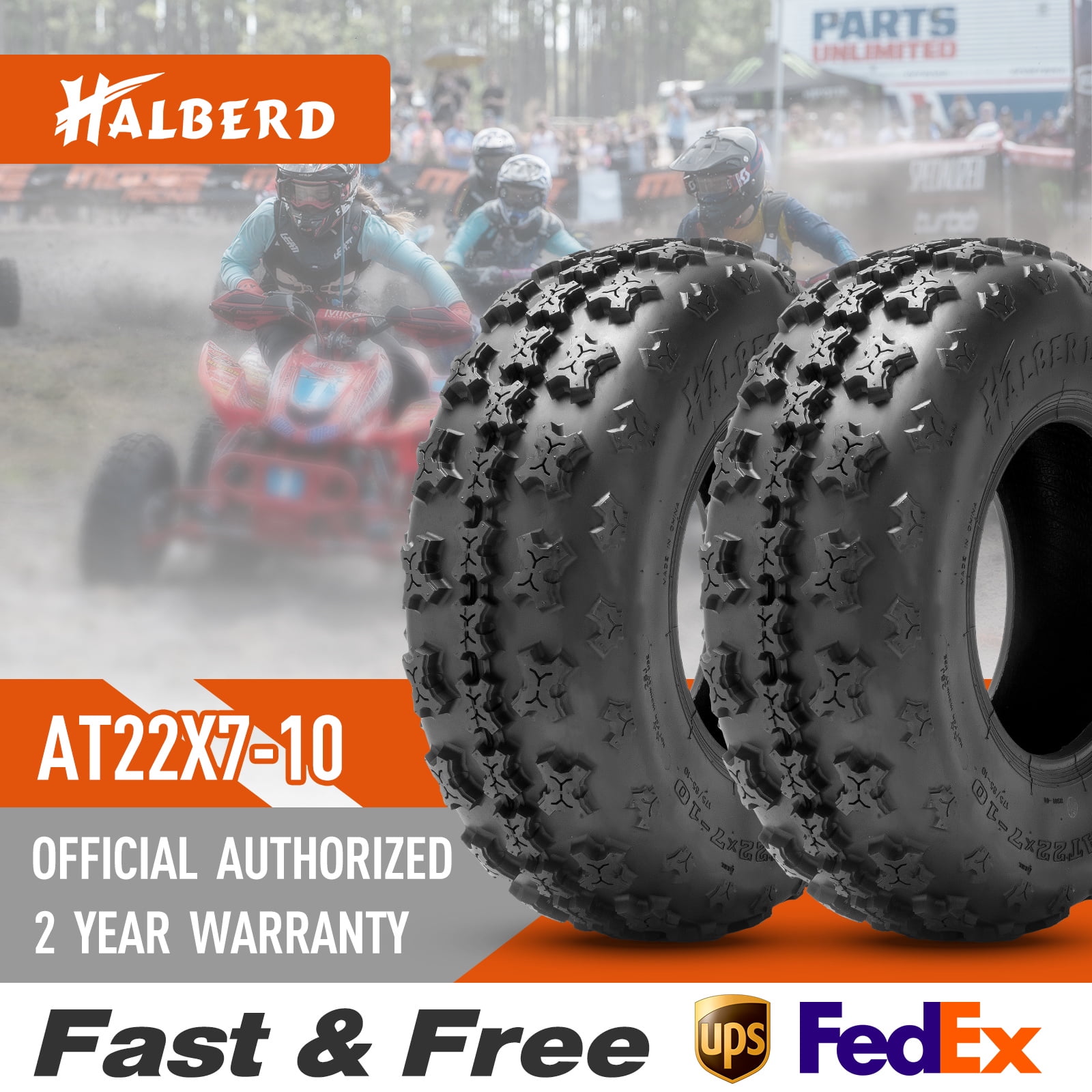 HALBERD 4 Ply 22x7-10 ATV Tires 22 7 10 Sport Quad Front Tires Fit All ...