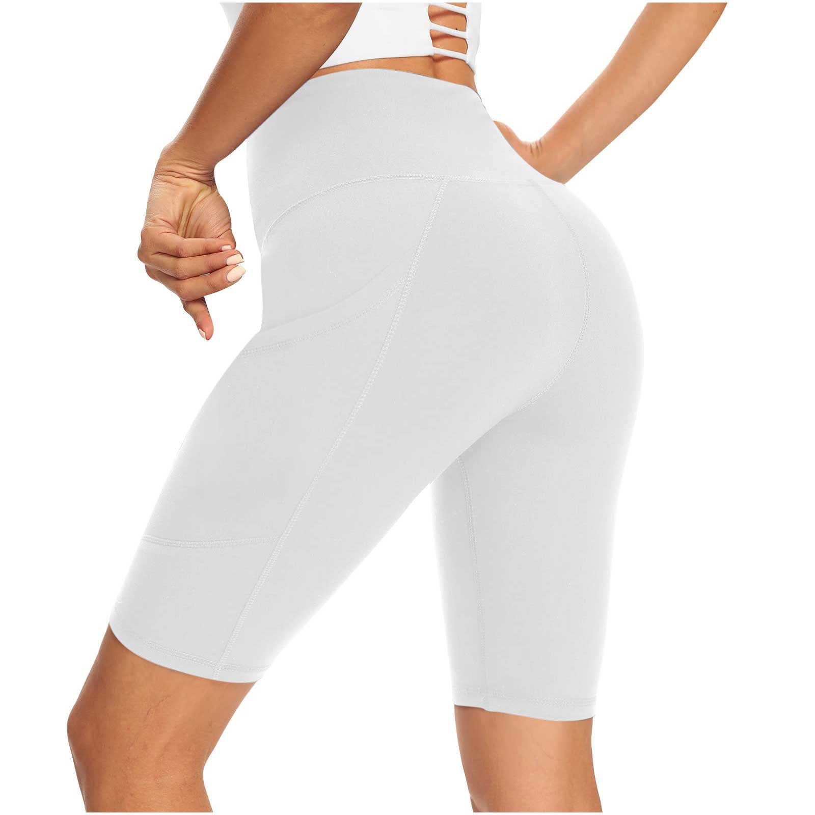 Womens Yoga Short Leggings Above The Knee Length High Waisted Tummy ...