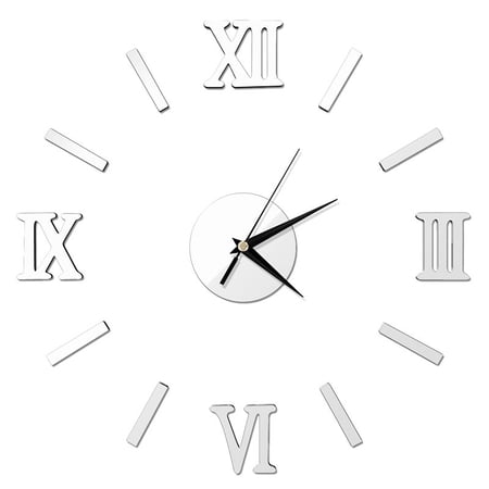 Selm 3D Roman Numbers Wall Clock Stickers / Acrylic Mirror Frameless ...