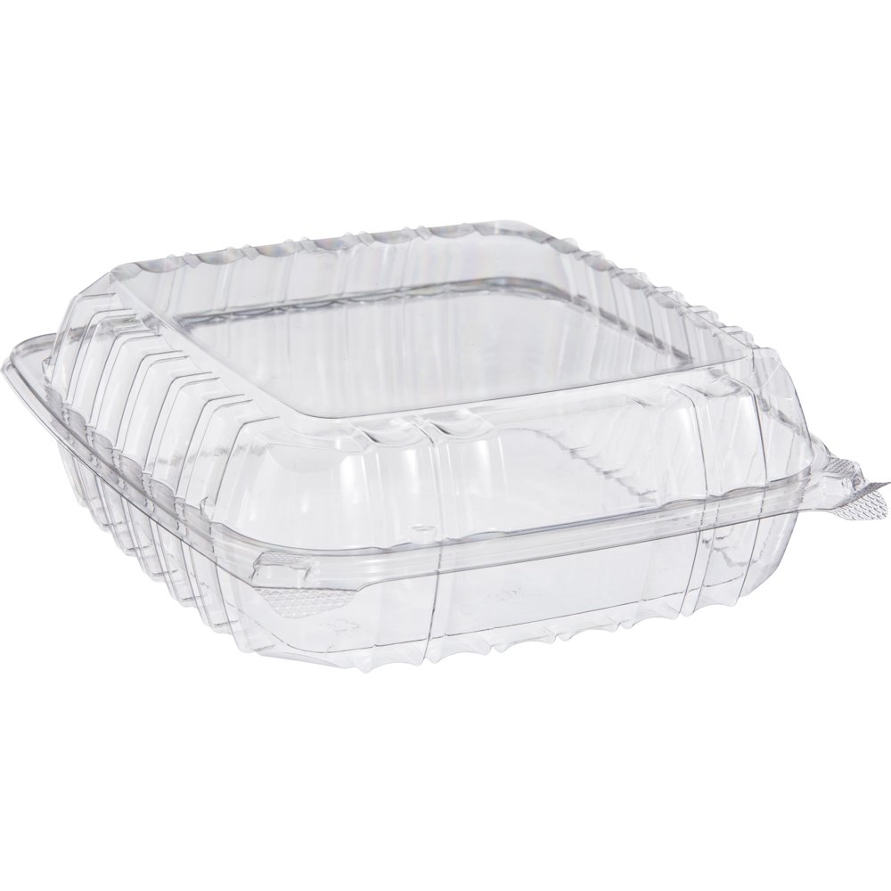 Dart ClearSeal Hinged-Lid Plastic Containers, 8.3 x 8.3 x 3, Clear, 250 ...