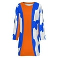 Blue And Orange Women Elegant Long Sleeve Warm Dress Autumn Winter ...