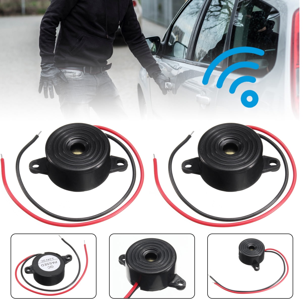 Buzzers & Speakers 2x 3-24V Black Piezo Electronic Tone Buzzer Alarm ...