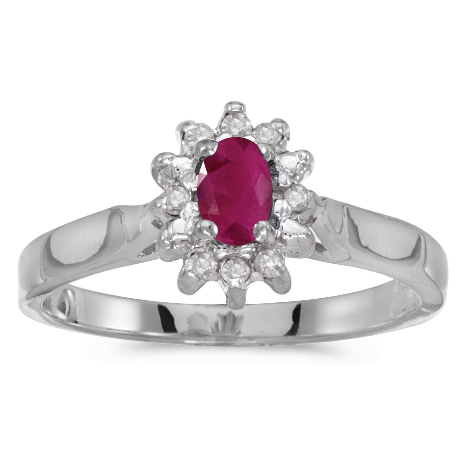 TheJewelryMaster - 10k White Gold Oval Ruby And Diamond Ring - Walmart ...