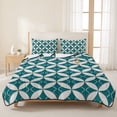 Abstract Green Geometric Medieval 3 Pieces Quilt Set,1 Quilt with 2 ...
