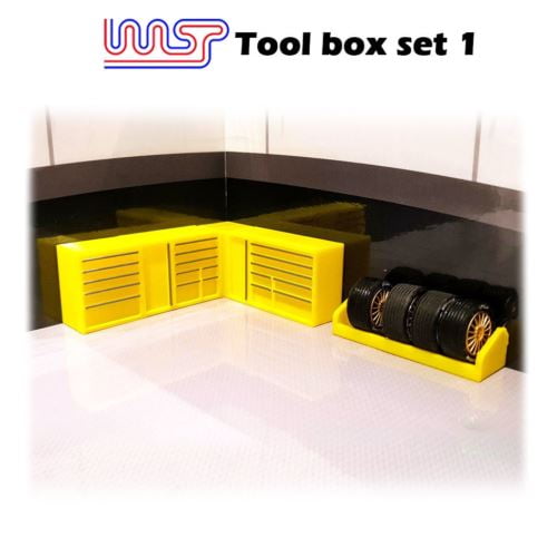 Slot Car Garage Pit Scenery - Tool Set 5 Piece Yellow 1:32 Scale Wasp ...