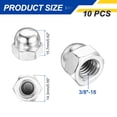 Uxcell Acorn Nuts 3/8"-16 304 Stainless Steel, Dome Head Hex Decorative ...