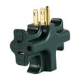Hyper Tough Heavy Duty 3-Outlet Grounded Adapter Green, Indoor Wall ...
