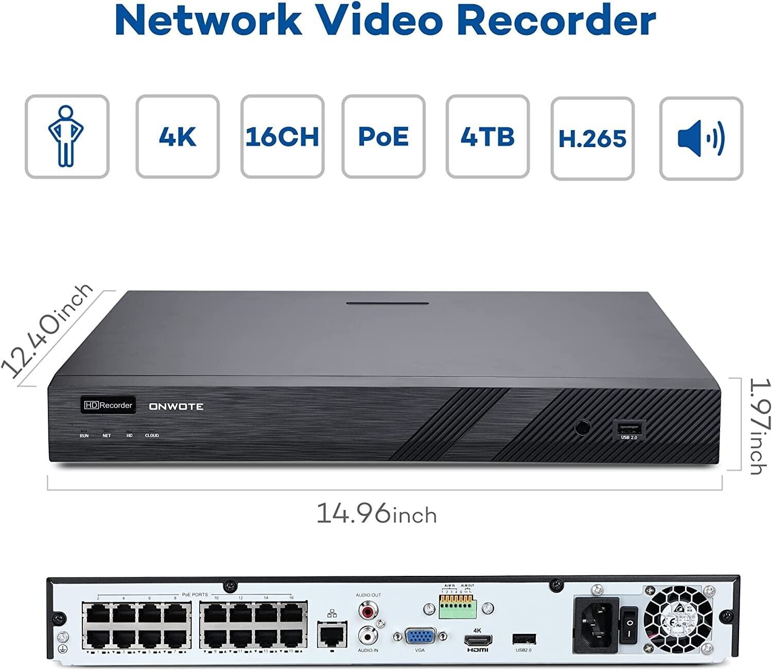 Buy ONWOTE 16 Channel 4K 8MP PoE Security Camera System 4TB HD, AI ...