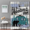 Bathroom Shower Curtain Bear Green Tree CV on Wood Grain Waterproof ...