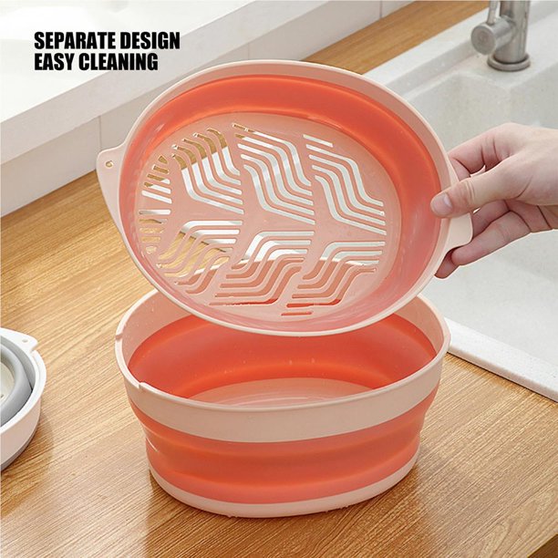 Collapsible Food Drainer Dual-Layer Foldable Kitchen Strain Basket ...