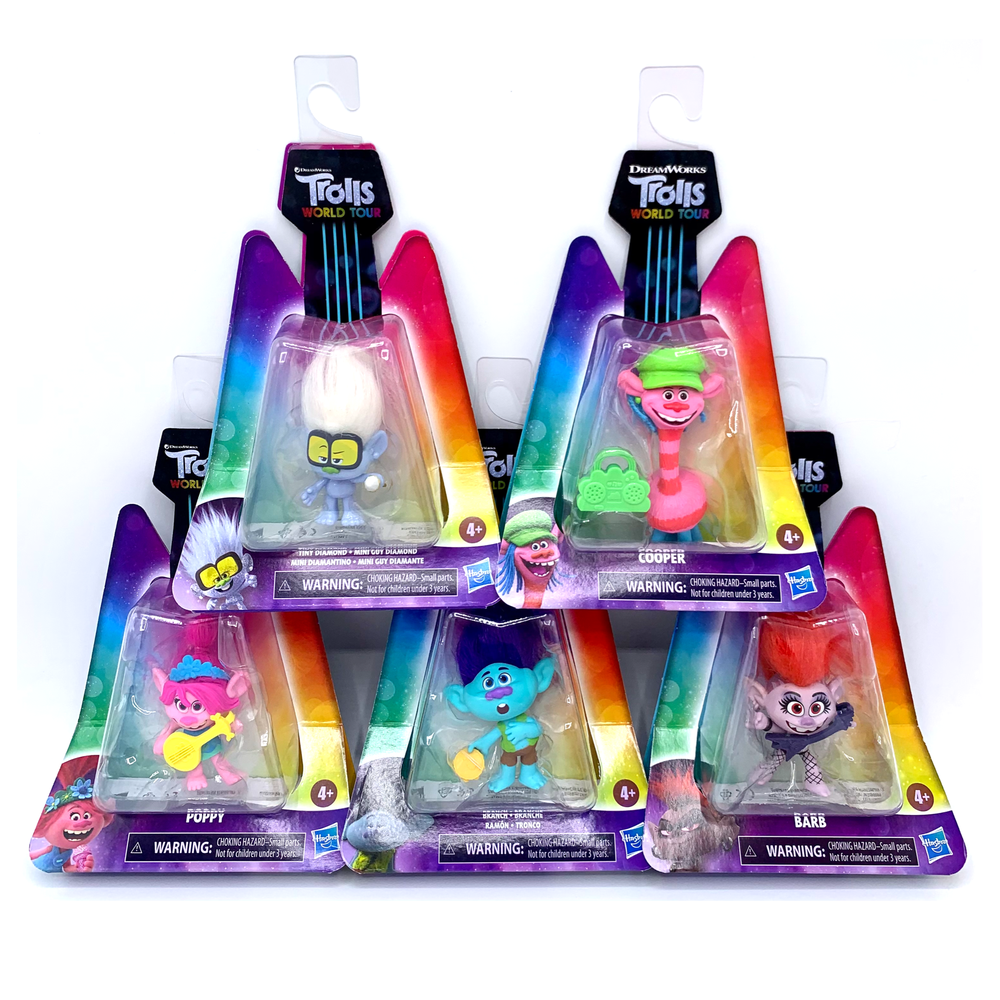 DreamWorks Trolls World Tour Collectible 4 inch Figurines; 5PC Set ...