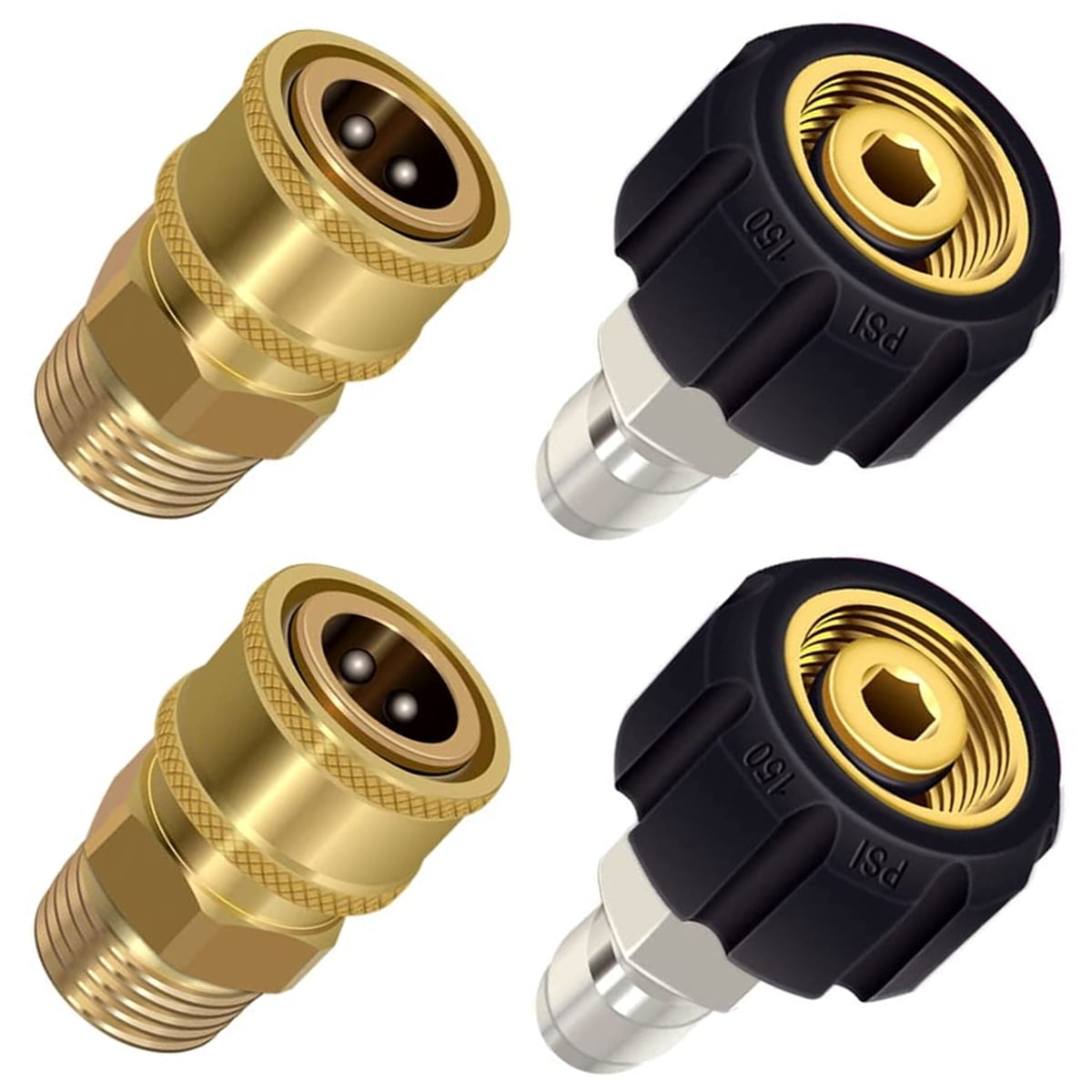 MTFun 4Pcs Pressure Washer Adapter M22 14mm High Pressure Washer Quick ...
