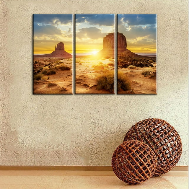 TISHIRON 3PCS Framed Canvas Wall Art Set,36"x24" Sunset in Monument ...