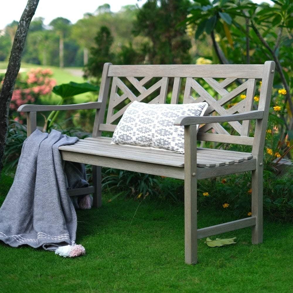 Cambridge Casual Willem Outdoor Teak Bench - Weathered Gray - Walmart.com