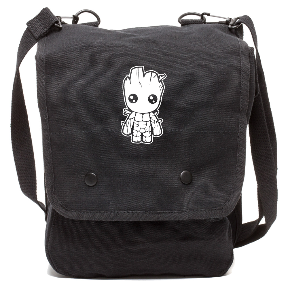 Baby Groot Guardians of the Galaxy Crossbody Travel Map Bag Case, Black ...