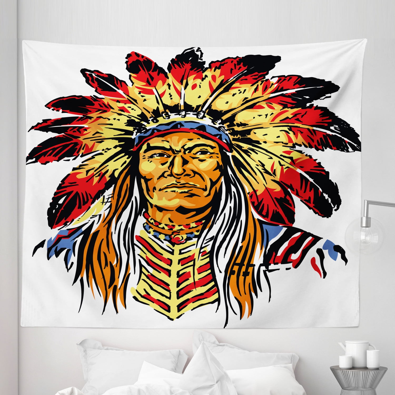 Ethnic Tapestry, Chief in Vibrant Color Palette Hand Drawn Style ...