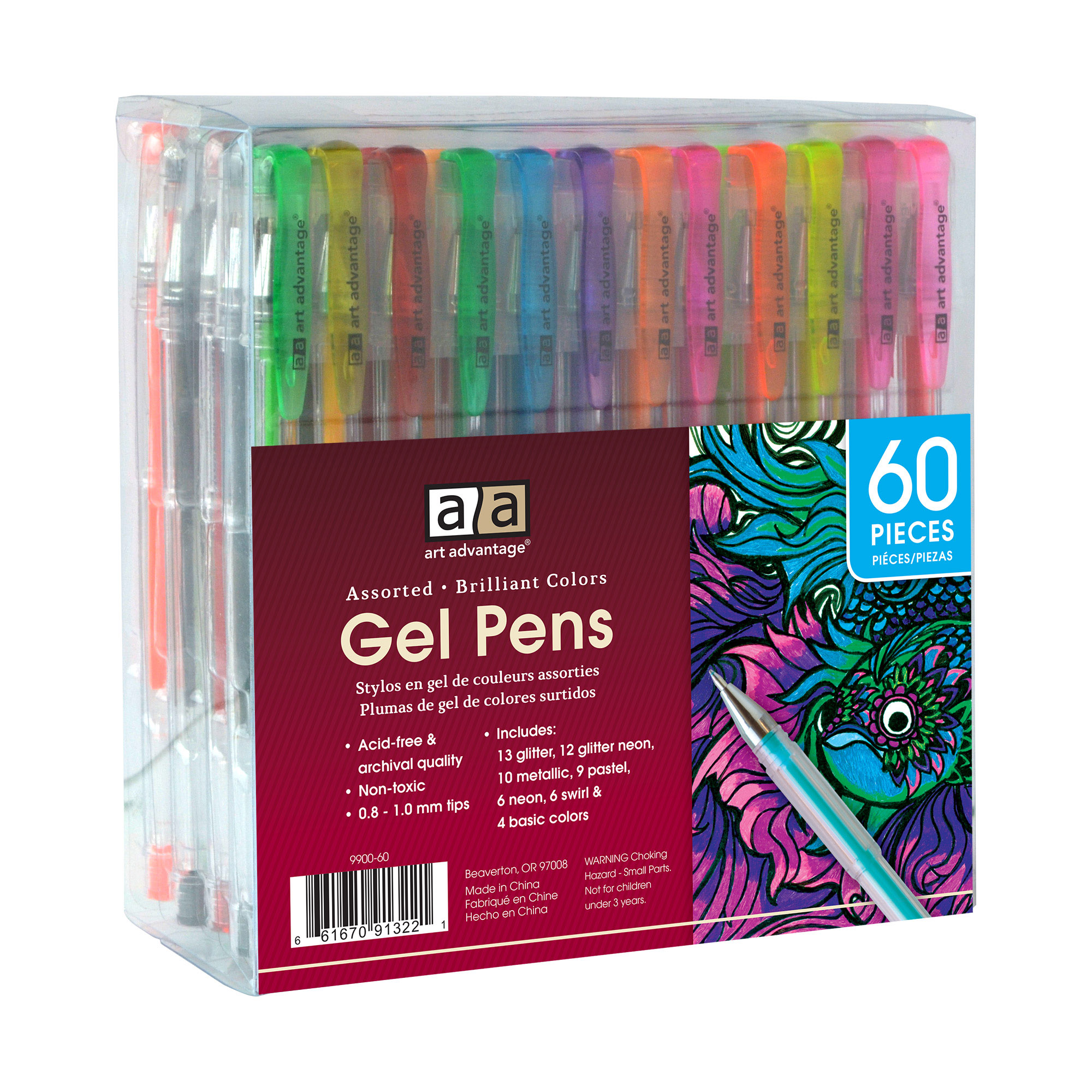 Art Advantage 60 Piece Gel Pen Set Walmart