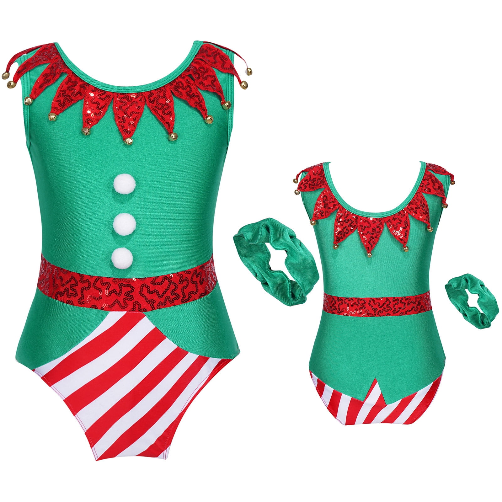 DPOIS Christmas Leotards for Girls Elf Athletic Ballet Dance Costume ...