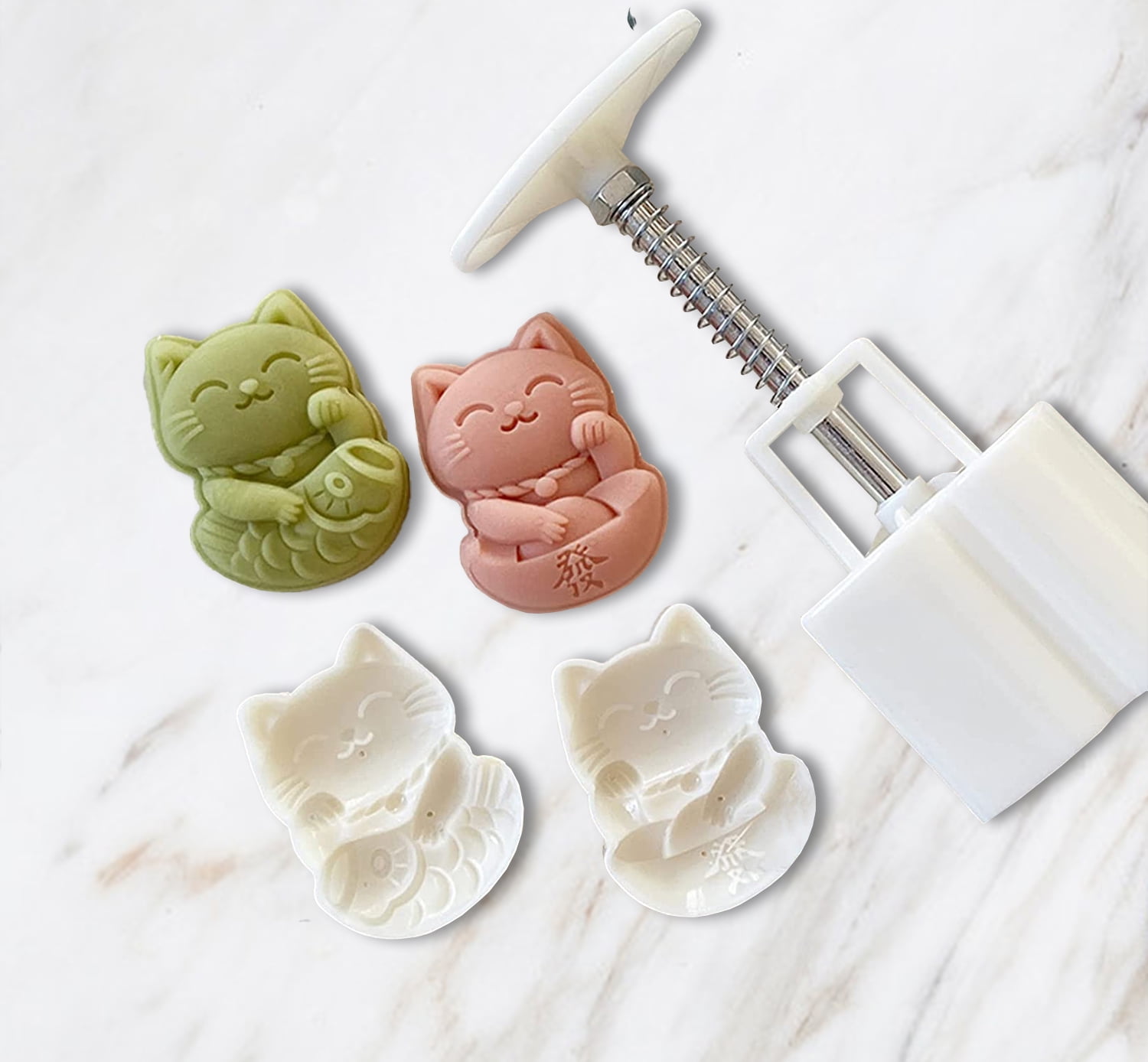 Orgry 2Pcs/Set Mooncake Mold Lucky Cat Mung Bean Pastry Pineapple Cake ...